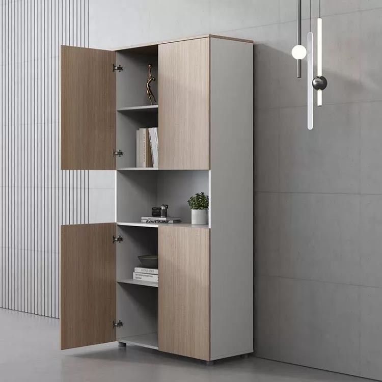31 Inch Office Storage Cupboard 4 Layers Oak Color With E1 Melamine Board