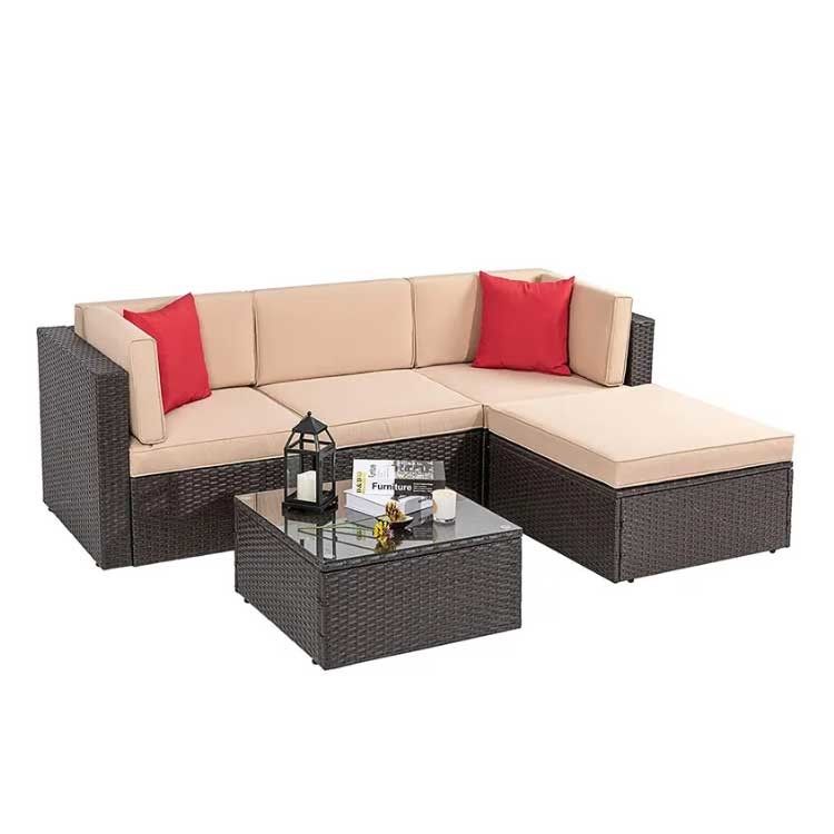 L Shape Rattan Garden Corner Sofa Waterproof Small Corner Garden Furniture