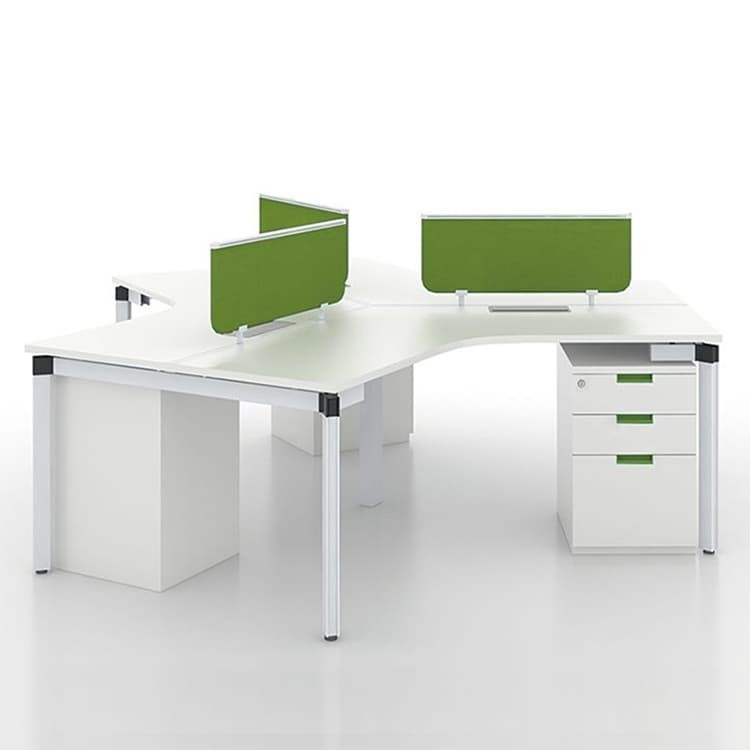 120 Degree Office Workstation Desks Table 25mm 4 Seater Workstation