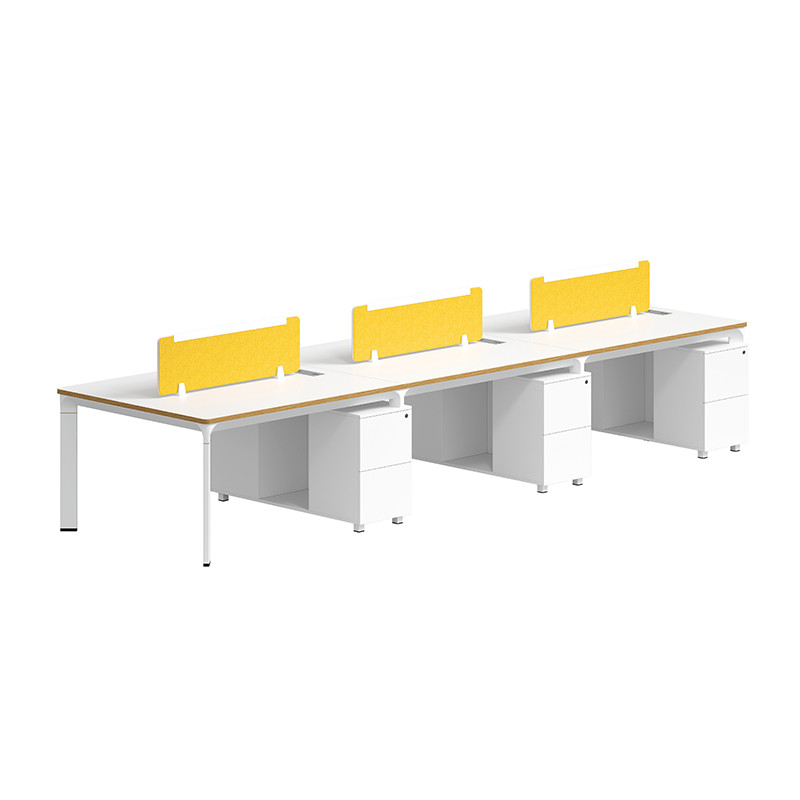 White Modern 4 Person Workstation Desk Modular Wood Office Table With ...