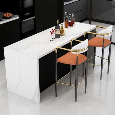 62.9 Inch Bar Table Stool Set White Marble Wood Grain Thickness 25mm ...