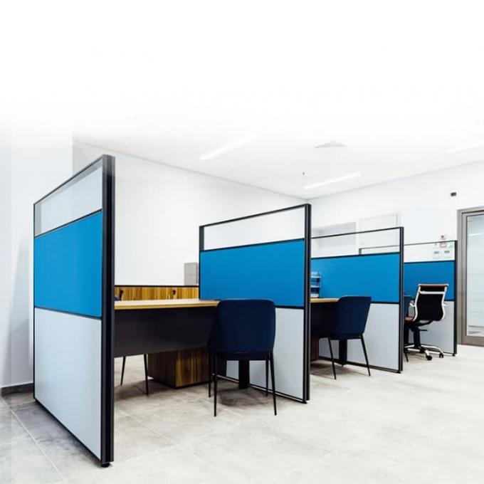 Blue Single Cubicle Office Workstation Desks 30mm With Divided Boards