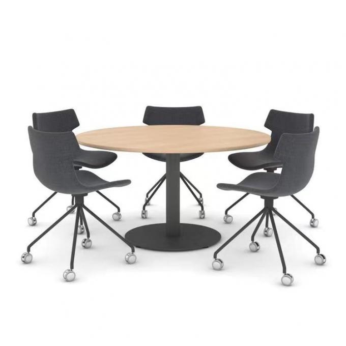 80cm Round Boardroom Table Black Conference Room With Black Metal Leg