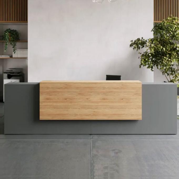 2.4M Office Reception Desk Grey Wooden Hotel Front Desk Counter